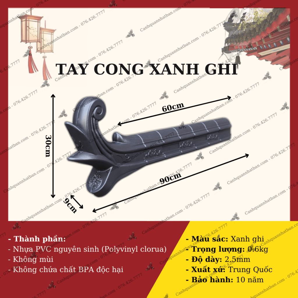 Phụ Kiện Tay Cong (1) Ngói Âm Dương Nhật Bản Màu Xanh Ghi